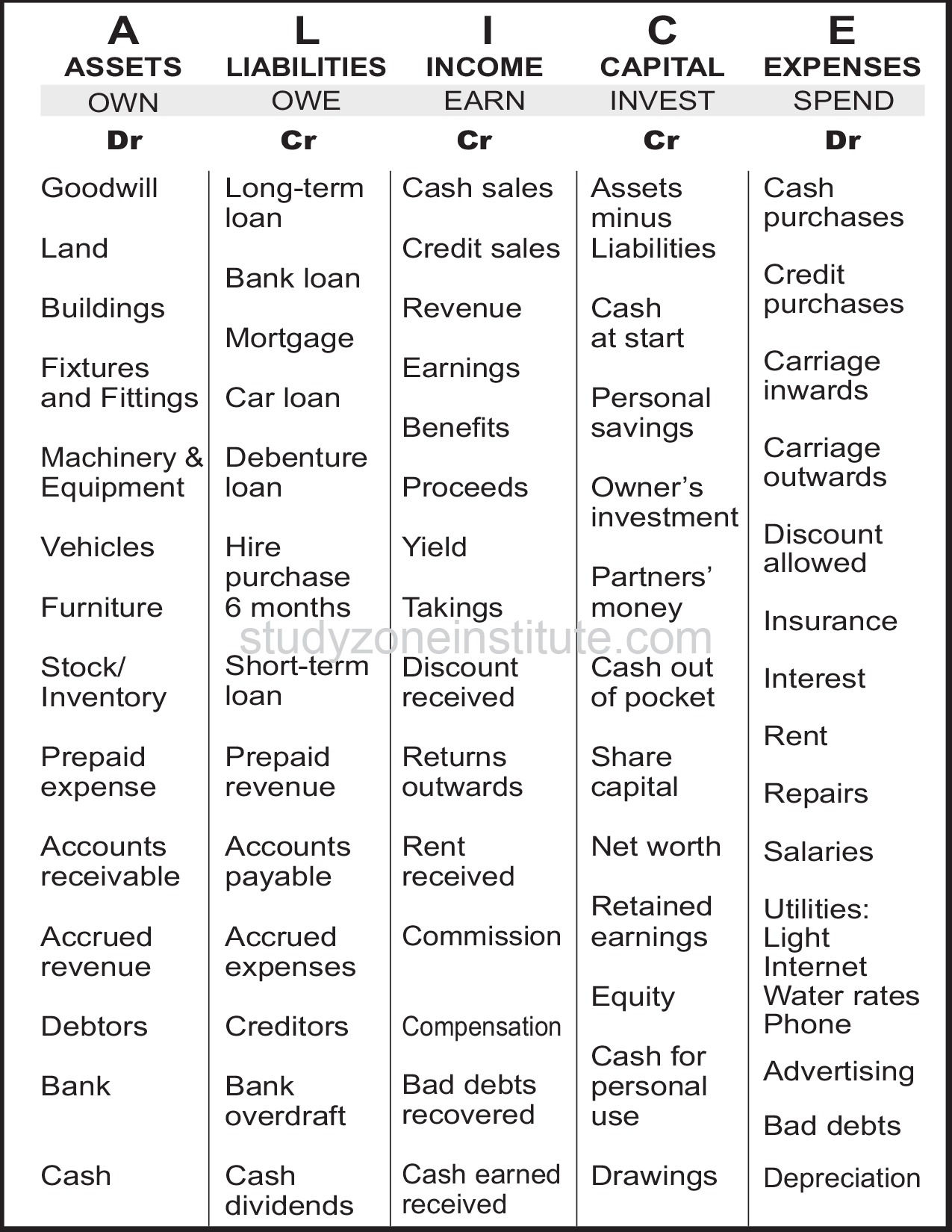 ALICE: Assets, Liabilities, Income, Capital, Expenses - Study Zone ...