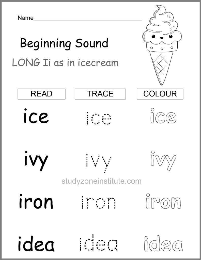 Beginning sound i: Download free worksheets, trace, colour short and ...