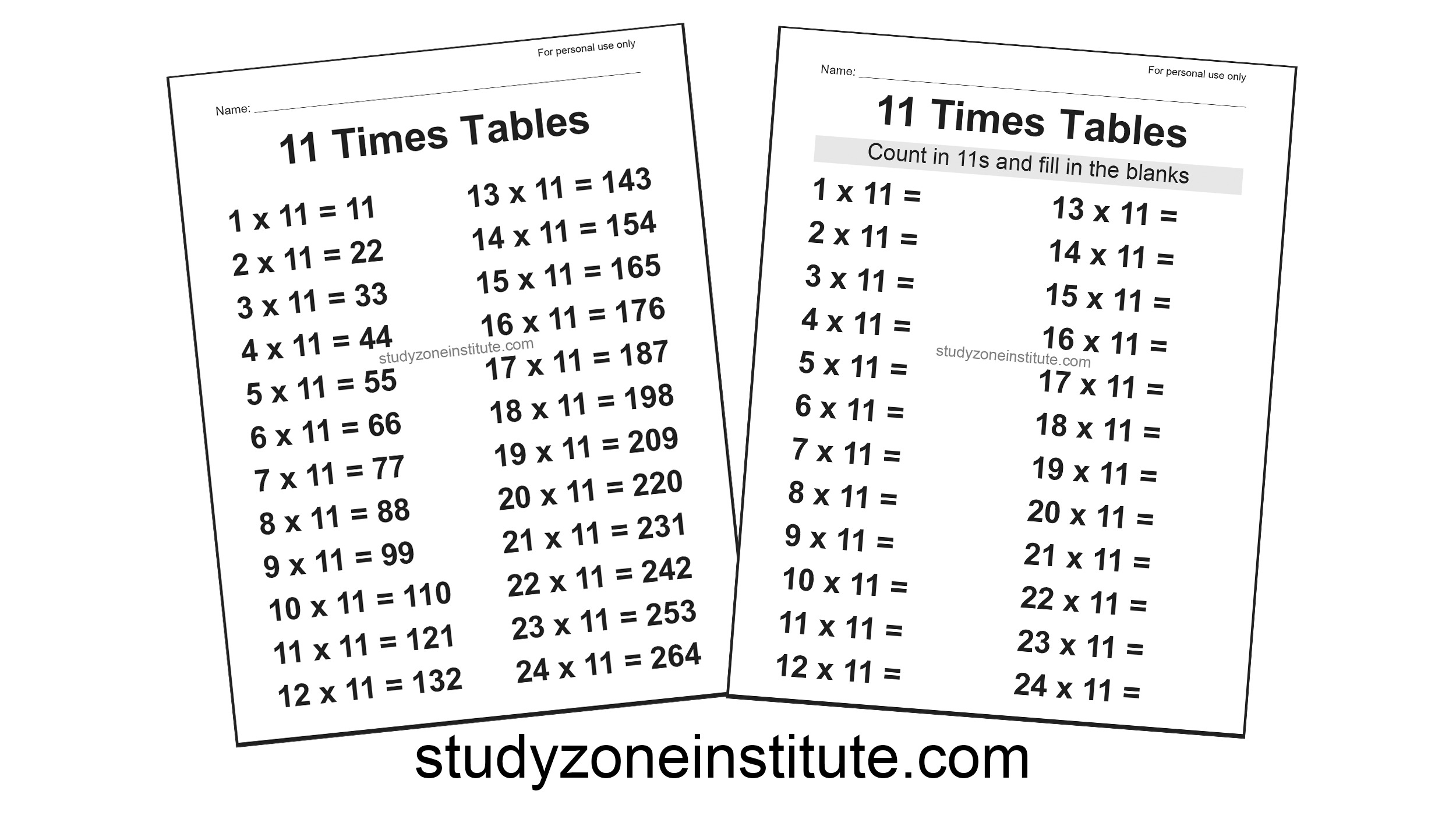 11 Times tables: Download FREE poster and worksheet to count in elevens ...