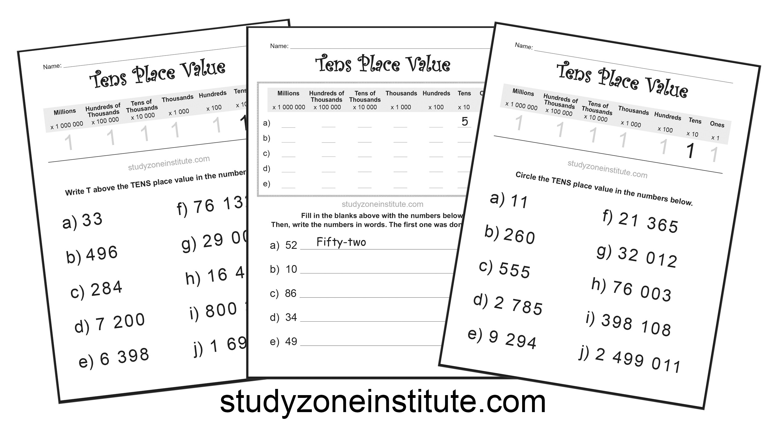 Tens place value: Download FREE worksheets on the second digit from ...