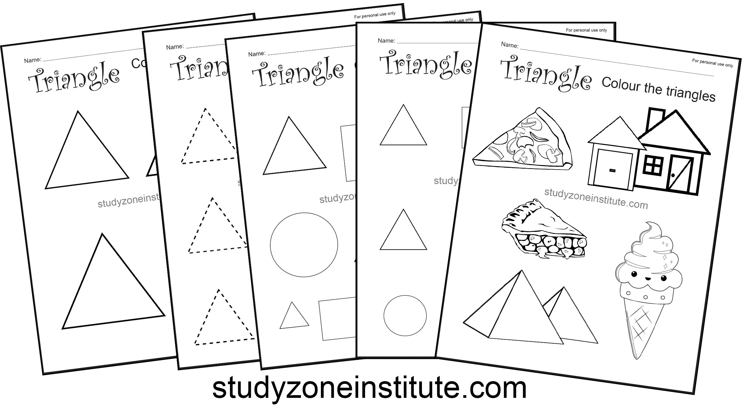 Triangle: Download 5 FREE worksheets to colour, trace and find - Study ...