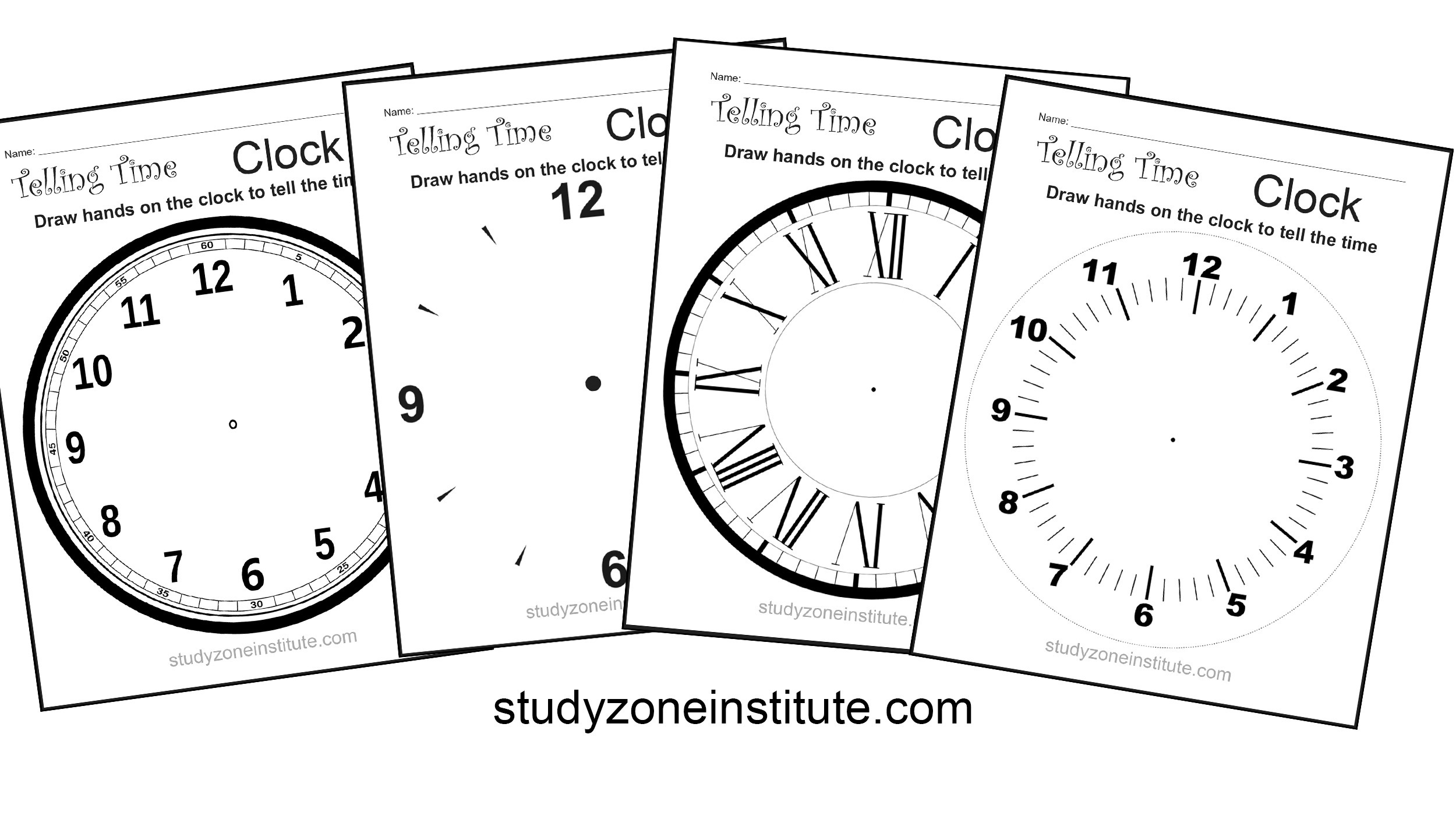 Clock worksheets: Download FREE activities - Study Zone Institute