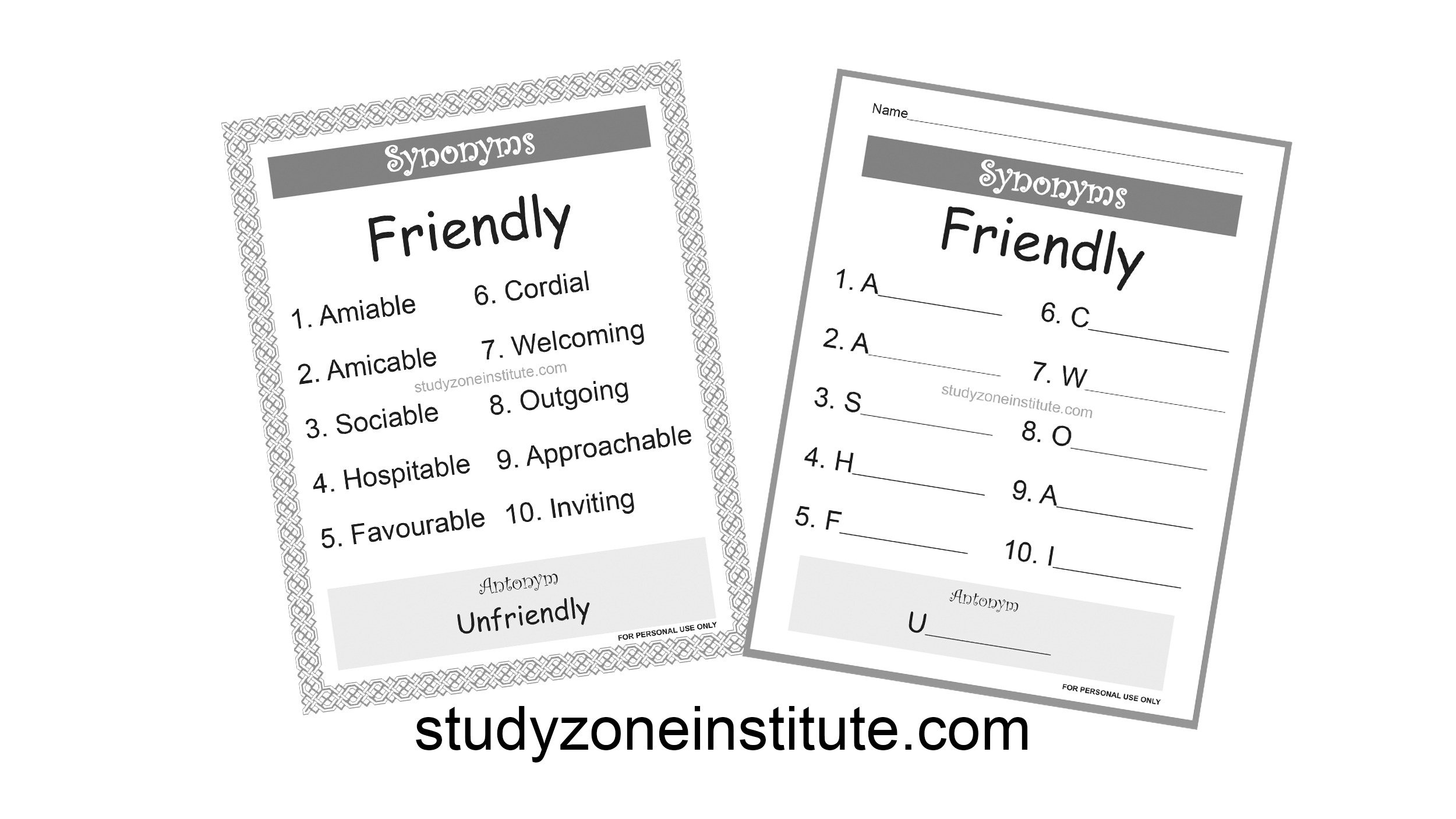 Friendly synonyms: Download FREE poster and worksheet - Study Zone ...