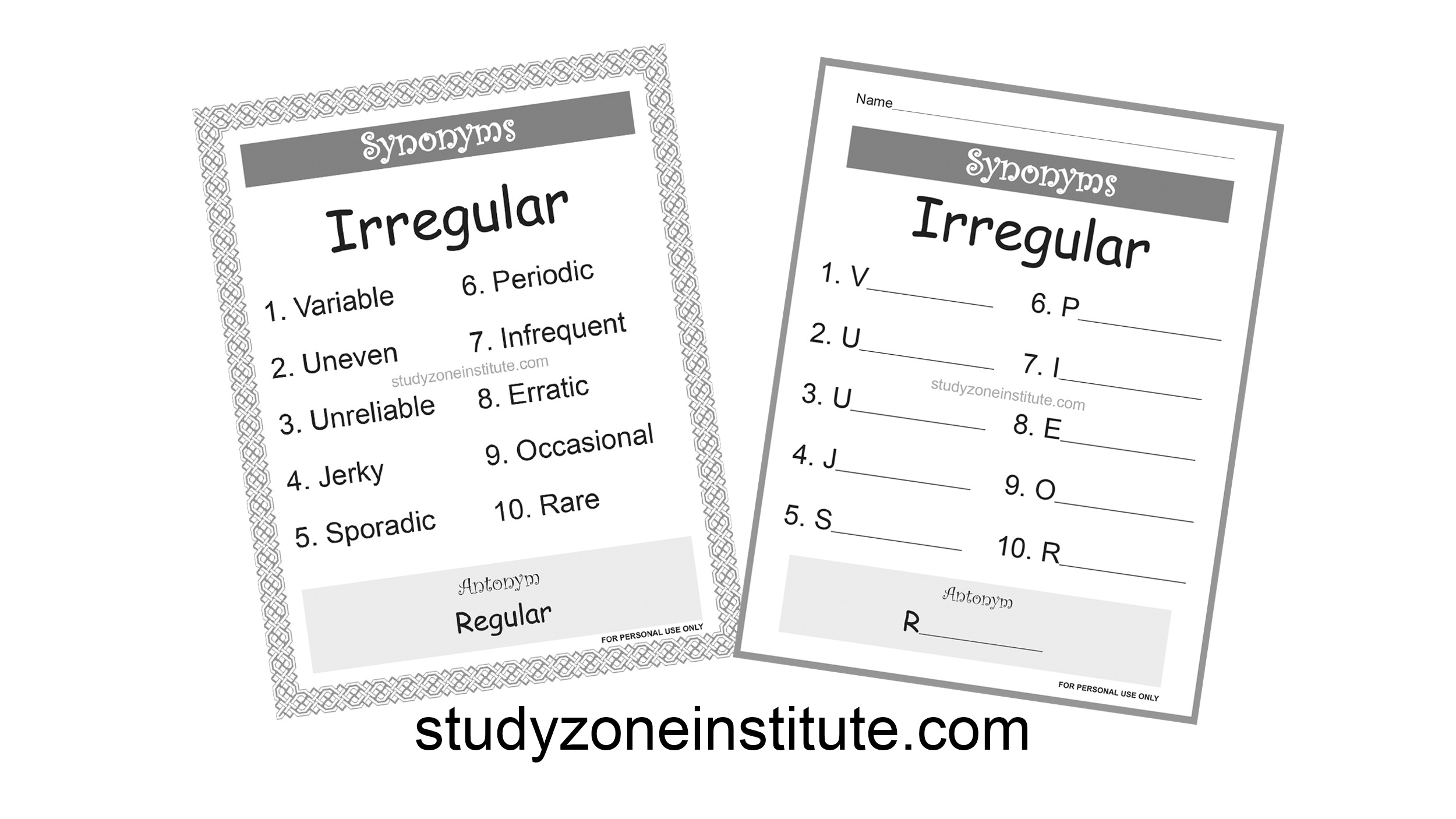 Irregular synonyms: Download FREE poster and worksheet - Study Zone ...