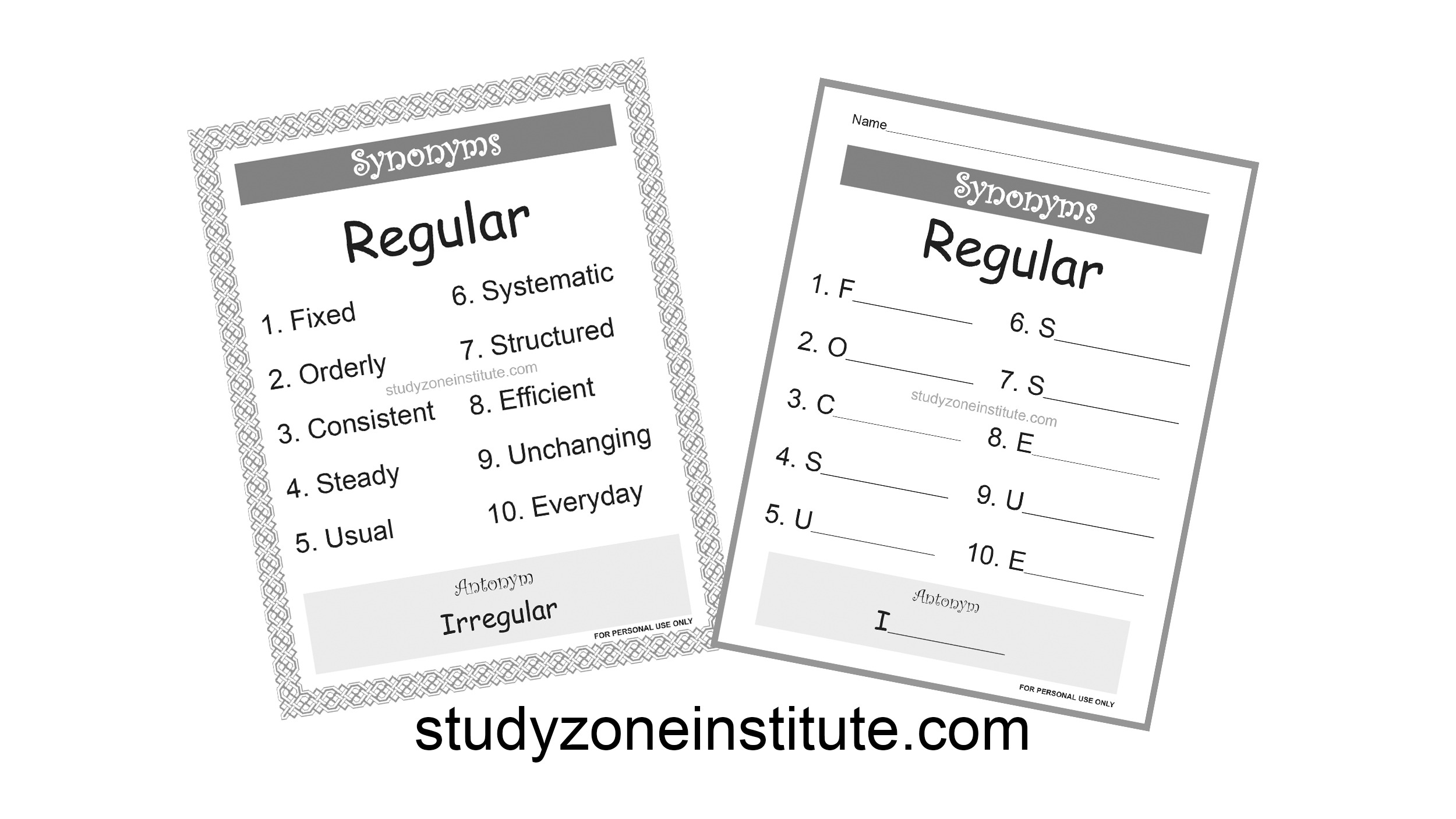 Regular synonyms: Download FREE poster and worksheet - Study Zone Institute